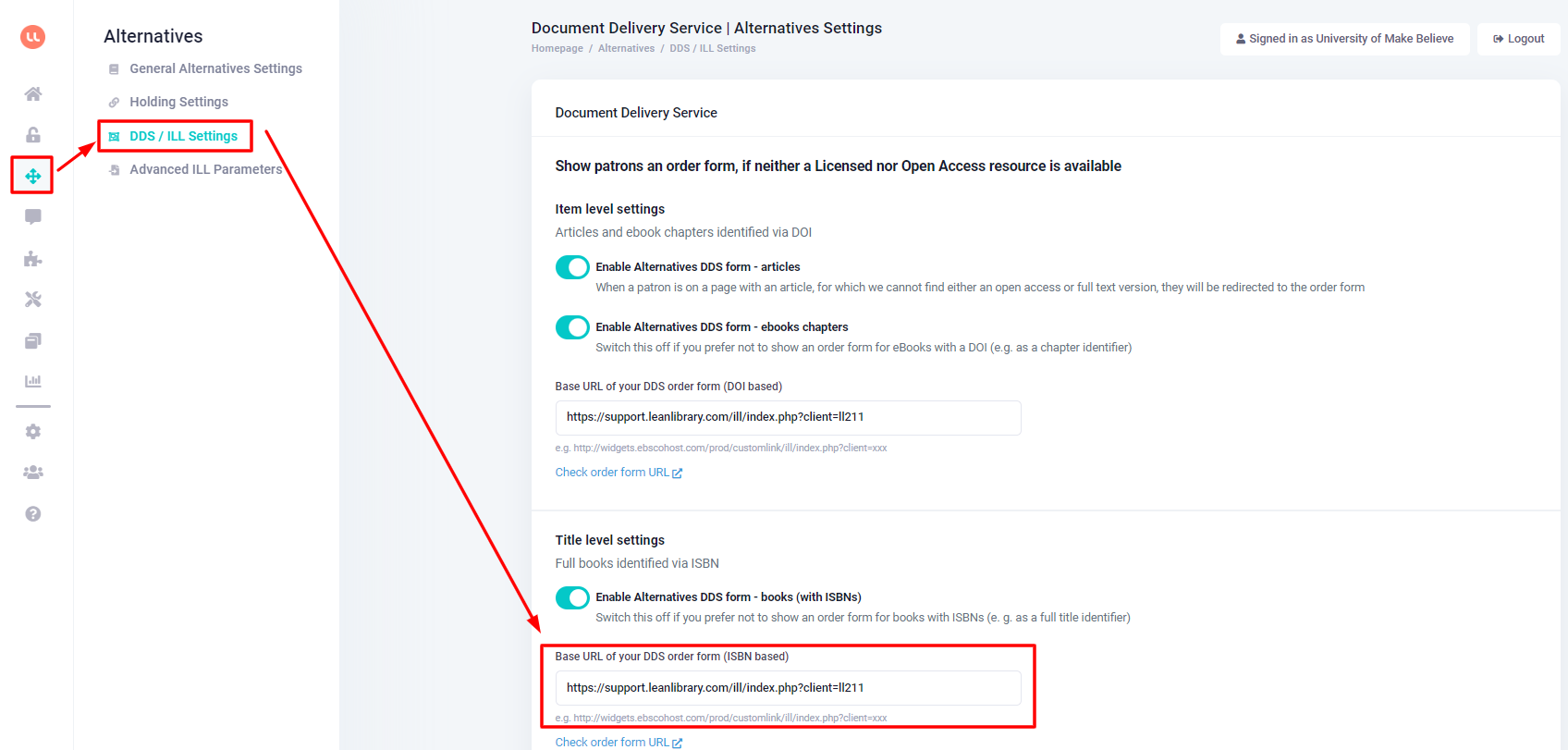 Configure DDS/ILL base URL: How to set it up – Lean Library