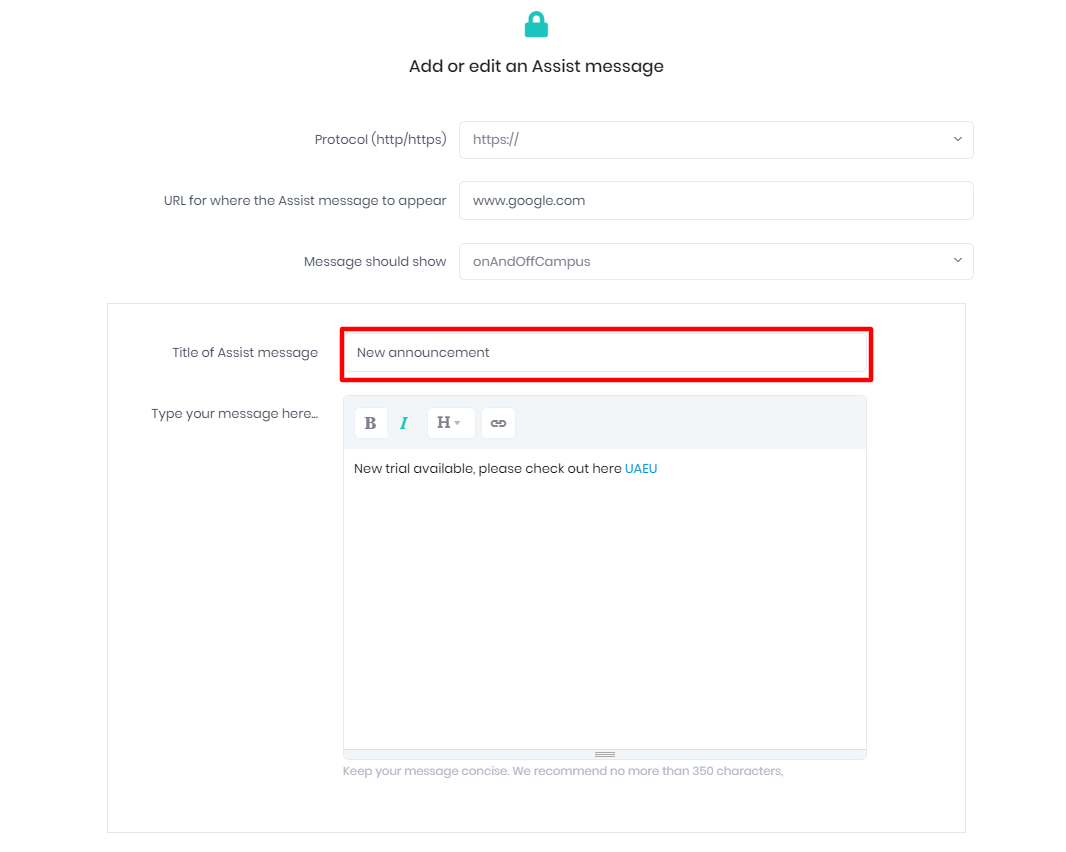 How to add an Assist Message to a domain? – Lean Library