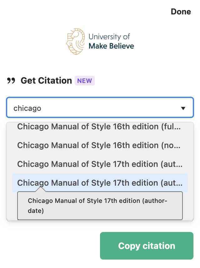 How do I find the right style in the Citation feature? – Lean Library